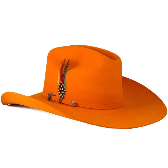 Stone 100X Women Cowboy Felt Hat with Feathers Orange – RR Western Wear
